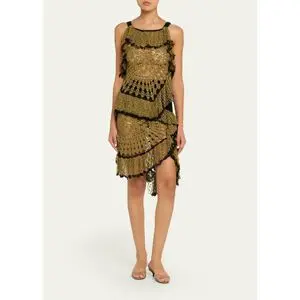 DIOTIMA Trio Web Crochet Ruffle Backless Dress