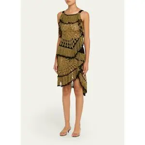 DIOTIMA Trio Web Crochet Ruffle Backless Dress