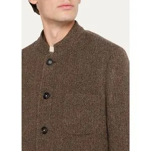 Massimo Alba Band-collar Herringbone Blazer