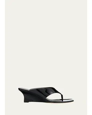 STUART WEITZMAN 50mm Vinnie Patent Leather Thong Sandals - Black