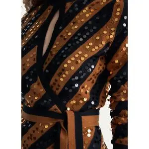 Diane Von Furstenberg Jones Striped Paillette Wrap Top
