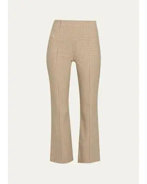 Vince Niki Plaid Mid-rise Crop Flare Pants
