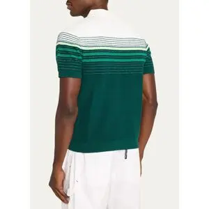 Casablanca Cotton Blend Stripe Knit Polo Shirt
