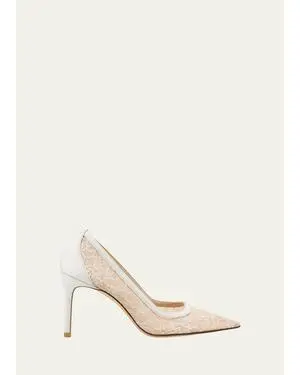 STUART WEITZMAN 85mm Power Lace Pumps - Blanco