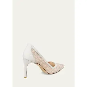 STUART WEITZMAN 85mm Power Lace Pumps - Blanco
