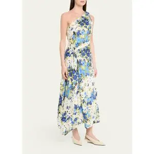 A.L.C. Eliana Floral Satin Draped Dress