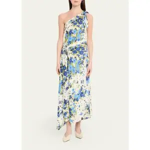 A.L.C. Eliana Floral Satin Draped Dress