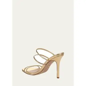 Veronica Beard 95mm Asha Metallic Leather Piping Jelly Sandals