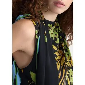 Diane Von Furstenberg Draped Mixed-print Mulberry Silk Top
