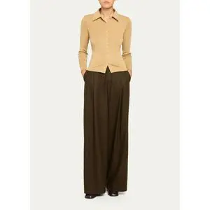 Vince Multi-button Collared Cardigan Top - Black