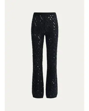 Diane Von Furstenberg Perry Pointelle Knit Paillette Pants