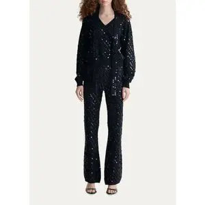 Diane Von Furstenberg Perry Pointelle Knit Paillette Pants