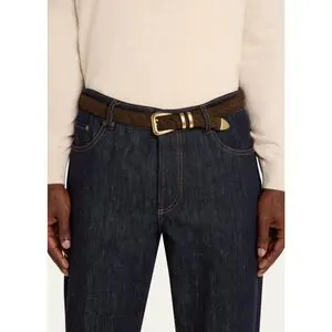 Brunello Cucinelli Braided Suede Gold-tone Trim Belt