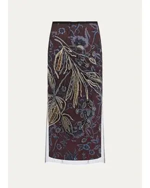 Diane Von Furstenberg Gramercy Layered Floral Midi Skirt