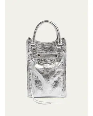 Balenciaga Le City Metallic Leather Tote Phone Holder