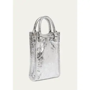 Balenciaga Le City Metallic Leather Tote Phone Holder