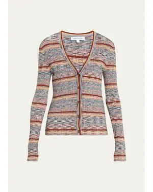 Veronica Beard Calliope Striped Rib-knit Cardigan