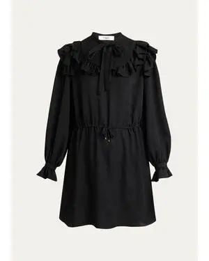Chloé Ruffled Tieneck Silk Mini Dress