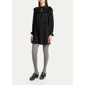 Chloé Ruffled Tieneck Silk Mini Dress