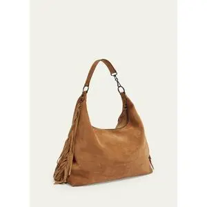 Balenciaga Le City Medium Fringed Suede Hobo Bag