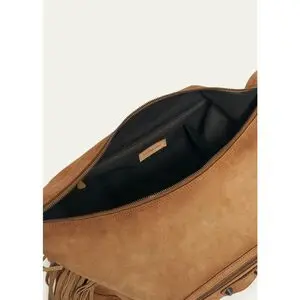 Balenciaga Le City Medium Fringed Suede Hobo Bag