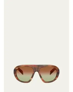 Prada 57mm Acetate Aviator Sunglasses - Brown