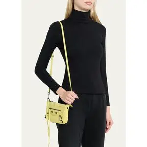 Balenciaga Le City Crinkled Leather Pouch Shoulder Bag - Lemon