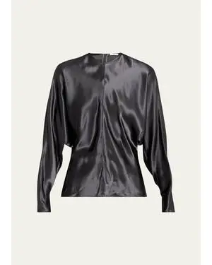 FFORME Sylvie Satin Dolman-sleeve Top