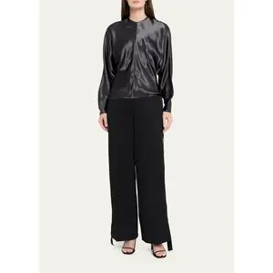 FFORME Sylvie Satin Dolman-sleeve Top