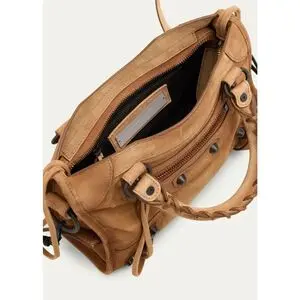 Balenciaga Le City Mini Waxed Suede Tote Bag - Camel
