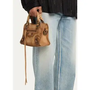 Balenciaga Le City Mini Waxed Suede Tote Bag - Camel