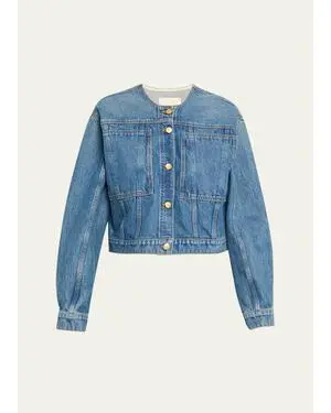 Ulla Johnson The Brair Denim Collarless Jacket - Danube