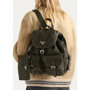 Prada Vela Medium Quilted Re-nylon Backpack - Forest