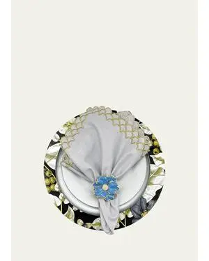 NOMI K Midnight Botanica Lacquered Placemat - Silver
