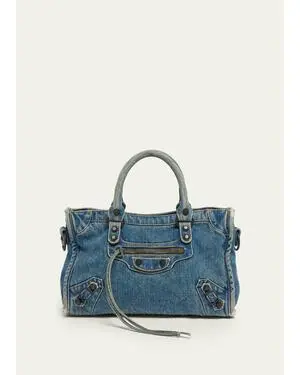 Balenciaga Le City Small Denim Tote Bag - Blue