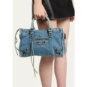 Balenciaga Le City Small Denim Tote Bag - Blue