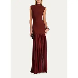 Retrofete Zosima Mock-neck Knit Maxi Dress - Cigar