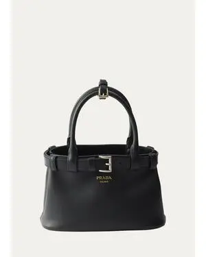 Prada Buckle Small Leather Top-handle Bag - Black
