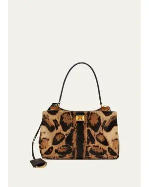 Balenciaga Rodeo Small Animal-print Calf Hair Top-handle Bag