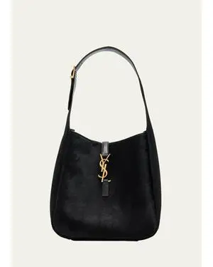 Saint Laurent Le 5 A 7 Small Shoulder Bag In Trimmed Calf Hair - Nero