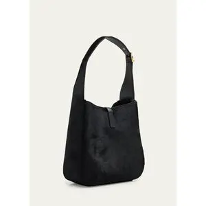 Saint Laurent Le 5 A 7 Small Shoulder Bag In Trimmed Calf Hair - Nero