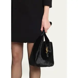 Saint Laurent Le 5 A 7 Small Shoulder Bag In Trimmed Calf Hair - Nero