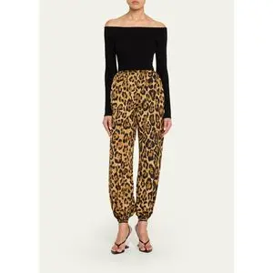 Alaïa Leopard-print Nylon Balloon Pants