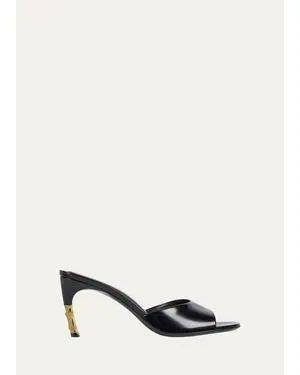 Gucci 75mm Castello Leather Mules - Black