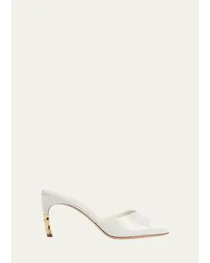Gucci 75mm Castello Leather Mules - Ivory