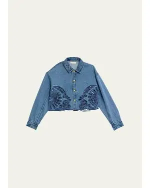 Ulla Johnson Bobbi Embroidered Denim Jacket - River