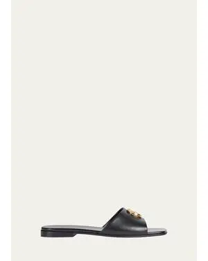 Gucci Marmont Gg Leather Slide Sandals - Black