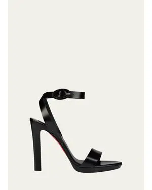 CHRISTIAN LOUBOUTIN 120mm Fanny Leather Sandals - Black