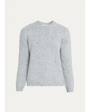 Iris Von Arnim Melange Wool & Cashmere Crewneck Sweater - Blue