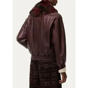 Burberry Latchford Shearling-collar Leather Jacket